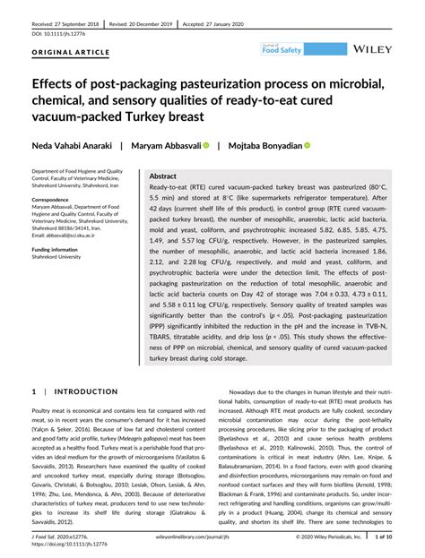 Pdf Effects Of Post‐packaging Pasteurization Process On Microbial