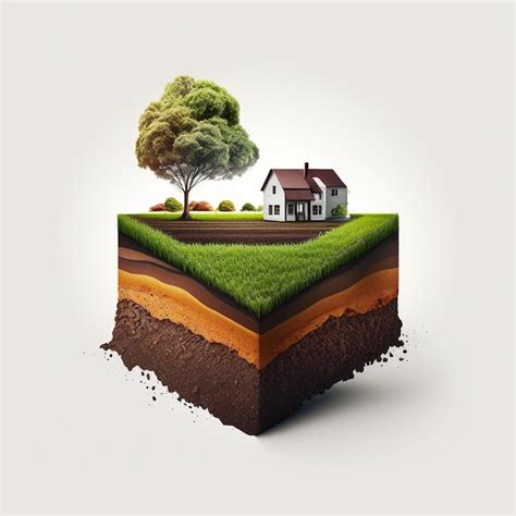 Premium Photo A House And A Landscape With Trees On It