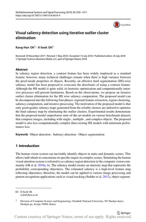 Visual Saliency Detection Using Iterative Outlier Cluster Elimination