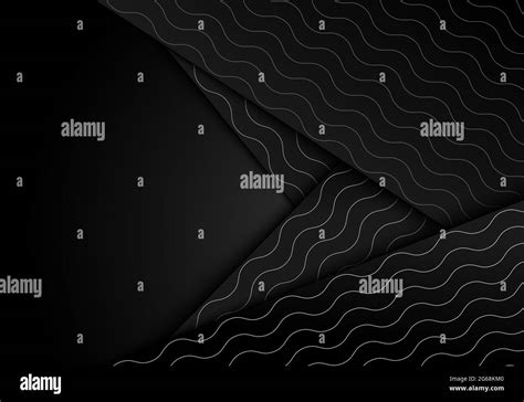 Abstract White Wave Lines Pattern On Black Stripes Overlapping Layer On