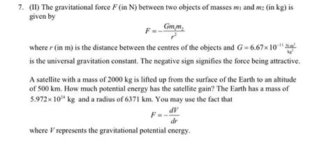 solved ii the gravitational force f in n between two