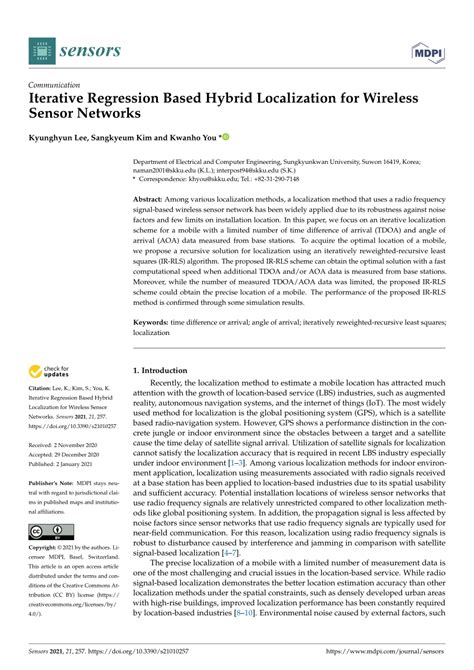 Pdf Iterative Regression Based Hybrid Localization For Wireless