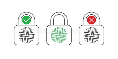 Safety Lock Set Of Fingerprints Security Access Sign Vector Illustration Stock Vector