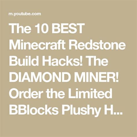 The 10 Best Minecraft Redstone Build Hacks The Diamond Miner Order The Limited Bblocks Plushy