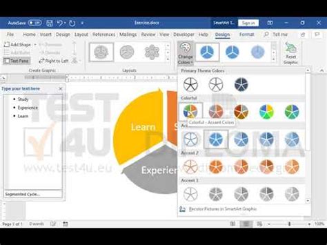 Change The SmartArt Type To Segmented Cycle Set Its Color To Colorful Accent Colors And Its
