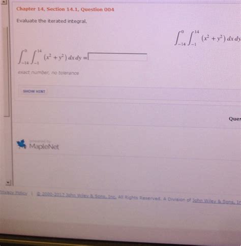 Solved Chapter 14 Section 141 Question 004 Evaluate The