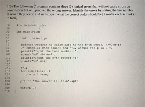 solved 1 b the following c program contains three 3