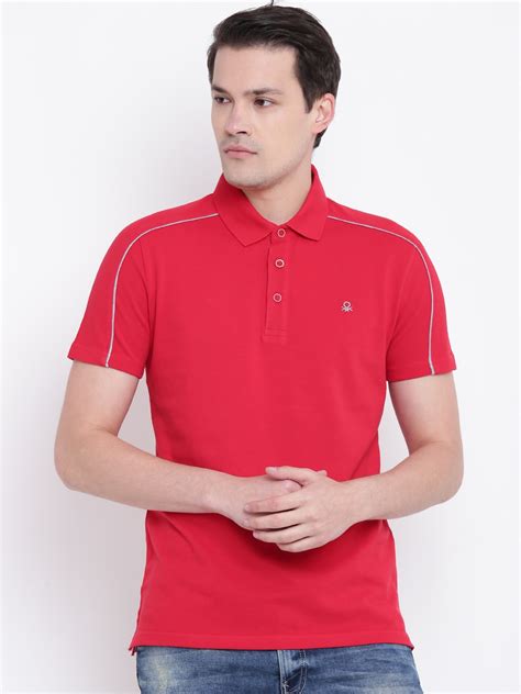Buy United Colors Of Benetton Men Red Solid Polo Collar T Shirt