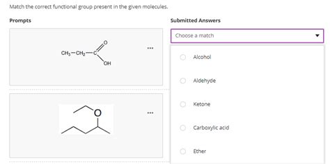 Solved Match The Correct Functional Group Present In The Chegg