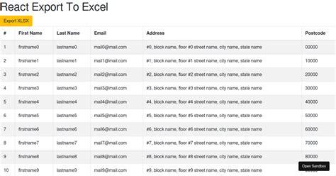 Sheetjs Style Examples CodeSandbox