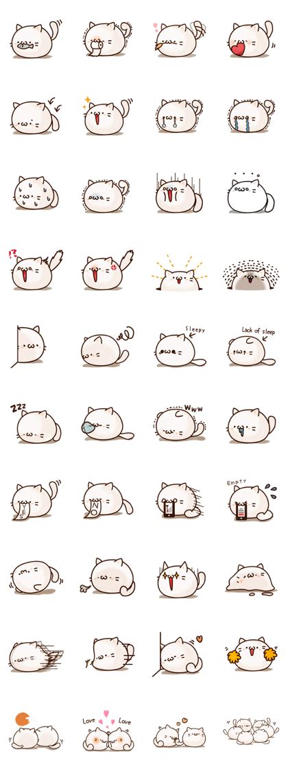 Sticker Of A Round And Pretty Cat Line Stickers Line Store Cute
