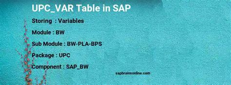 Upcvar Sap Table For Variables