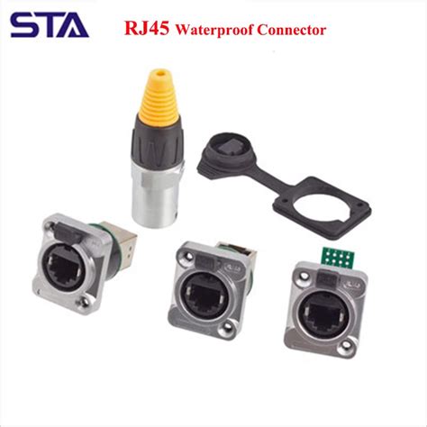 Waterproof Connector YT RJ Aviation Plug RJ Dual Network Port LED Display Metal Square