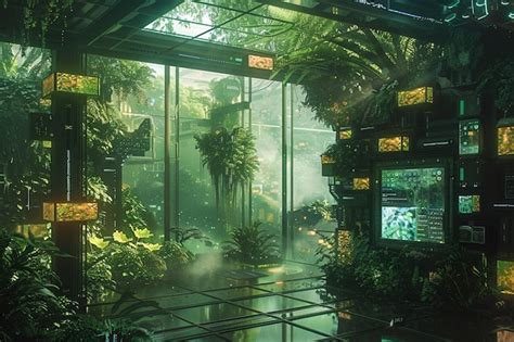 Premium Photo Illustrate A Futuristic Garden Where Plants And Te Generative Ai