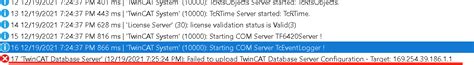 Beckhoff TF Failded To Upload TwinCAT Databse Server Configuration