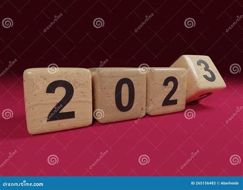 Flipping Wooden Cubes With The Year Number 2022 And 2023 On A Magenta