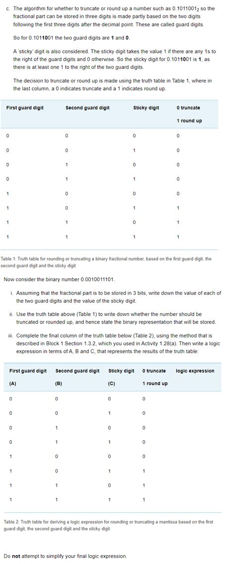 Solved C The Algorithm For Whether To Truncate Or Round Up
