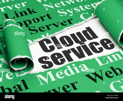 Cloud Computing Concept Black Text Cloud Service Under The Piece Of