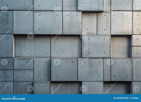 Wall Composed Of Gray Rectangular Concrete Blocks Holes Arranged In