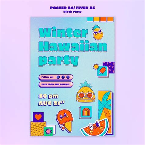 Free Psd Flat Design Block Party Poster Template