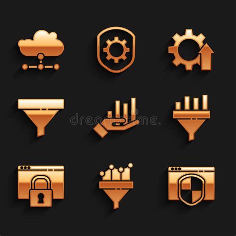 Set Pie Chart Infographic Sales Funnel With Browser Shield Secure Your Site Ssl Arrow