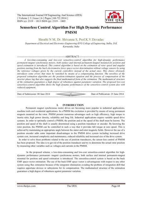 sensorless control algorithm for high dynamic performance pmsm