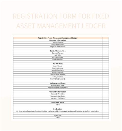 Free Fixed Asset Registration Templates For Google Sheets And Microsoft Excel Slidesdocs