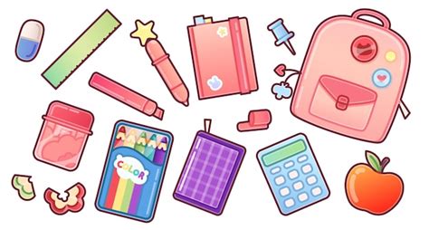 Free Vector Cute Study Essentials Set