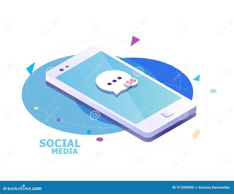 Isometry Concept With Smartphone And Incoming Messages Vector Illustration