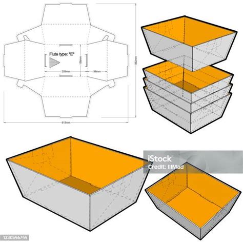 스택 골판지 트레이 컵 케이크 과자 식품 디스플레이 또는 선물 및 다이 컷 패턴을위한 특별한 수송합니다 Eps 파일은 전체 스케일이며 완벽하게 작동합니다 실제 골판지 생산을