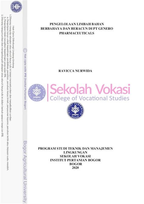 PDF PENGELOLAAN LIMBAH BAHAN BERBAHAYA DAN BERACUN DI Ereport Ipb Ac Id Id Eprint