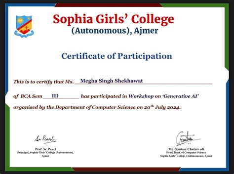 Megha Singh Shekhawat On Linkedin Complete With The Generative Ai Workshop At Sophia Girls