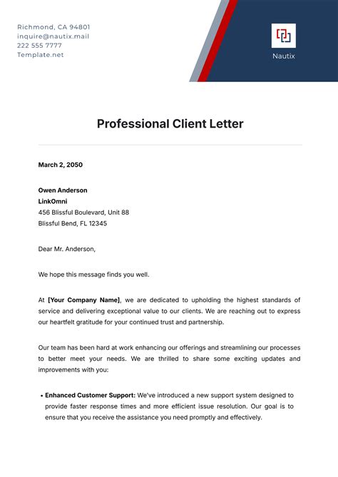 Free Professional Client Letter Template To Edit Online