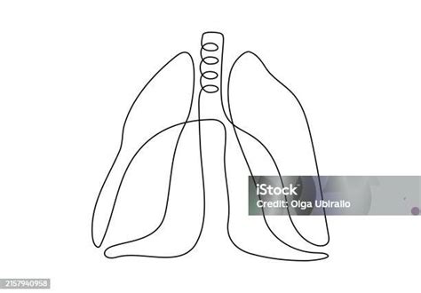 인간의 폐를 하나의 연속적인 선화로 표현합니다 심플한 리니어 스타일의 내부 오르간 편집 가능한 뇌졸중의 천식 질환 및 폐렴에
