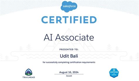 Udit Bali On Linkedin Salesforce Aicertification Trailhead Certification Upskilling…