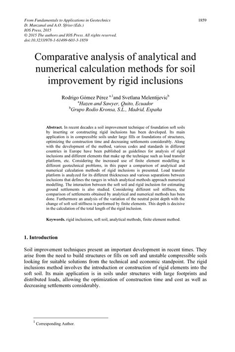 PDF Comparative Analysis Of Analytical And Numerical Calculation Methods For Soil Improvement
