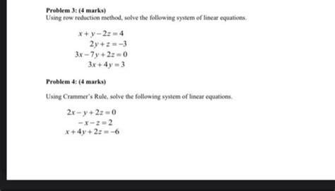 Solved Problem 3 4 Marks Using Row Reduction Method