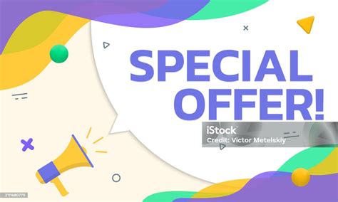 특별 행사 배너 판매 홍보 배너 또는 포스터 개념 추상적 인 배경 메가폰 및 말풍선 벡터 일러스트 레이 션입니다 3차원 형태에 대한 스톡 벡터 아트 및 기타 이미지 Istock