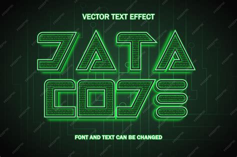 Premium Vector Green Data Code Technology Glow 3d Editable Text