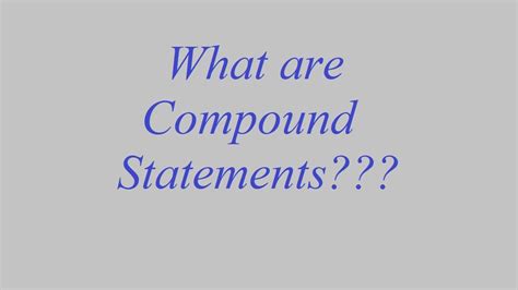 Compound Statements YouTube