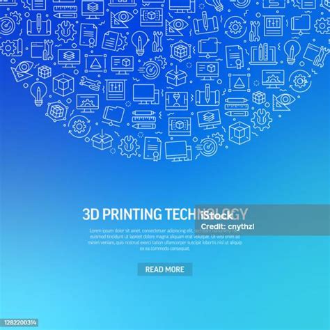 패턴3d 프린팅 기술 관련 배너 디자인 현대 라인 스타일 아이콘 벡터 일러스트레이션 3차원 인쇄에 대한 스톡 벡터 아트 및 기타
