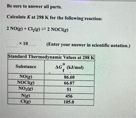 Solved Be Sure To Answer All Parts Calculate K At K For Chegg