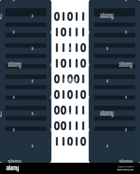 Server Icon Two Servers Rack And Binary Code Between Flat Color