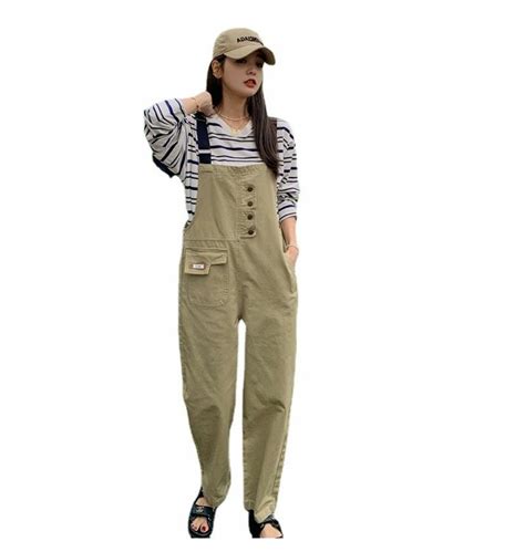 멜빵 바지 빅사이즈 오버롤 수트 여성 끈 팬츠 와이드 점프 루즈핏 티몬