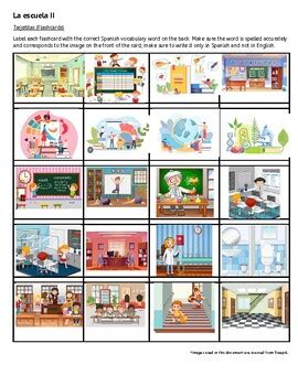 La Clase Ii Enhanced School Subject Flashcard And Activities Tpt