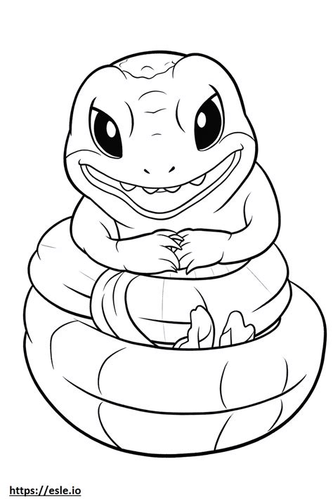 Lemon Blast Ball Python Kawaii Coloring Page