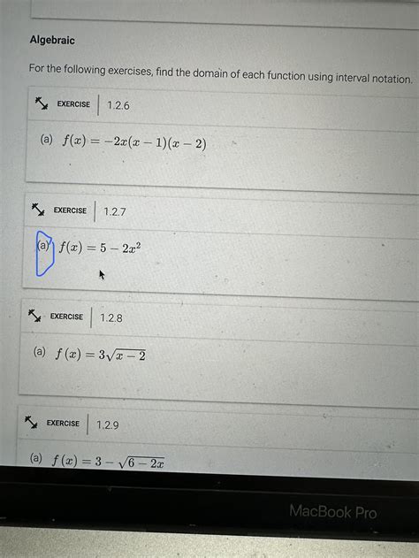 Solved For The Following Exercises Find The Domain Of Each Chegg