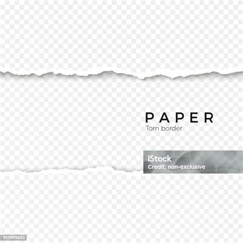 가로 이음매 없는 찢어진된 종이 가장자리 종이 줄무늬의 거친 깨진된 테두리입니다 투명 한 배경에서 분리 하는 벡터 일러스트 레이