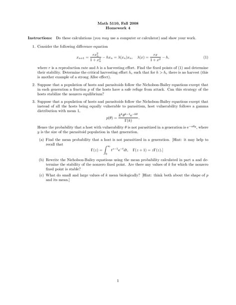 Differential Geometry Practice Problem Set 4 Math 5110 Docsity