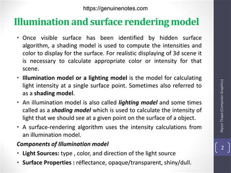 Unit 6 Illumination Models And Surface Rendering Methods Pdf 3 D